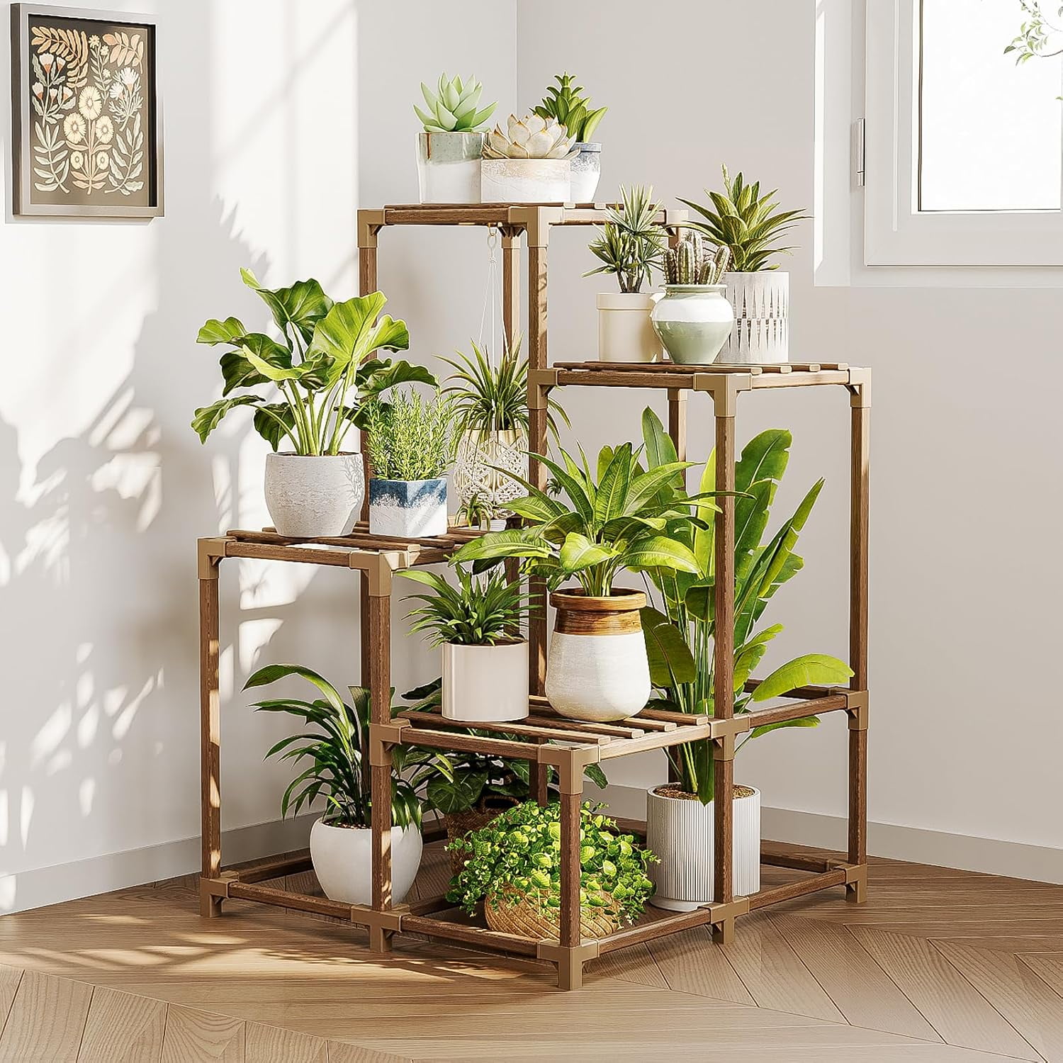 Visualz Corner Plant Stand Indoor Outdoor Plant Shelf Small Plant Table ...