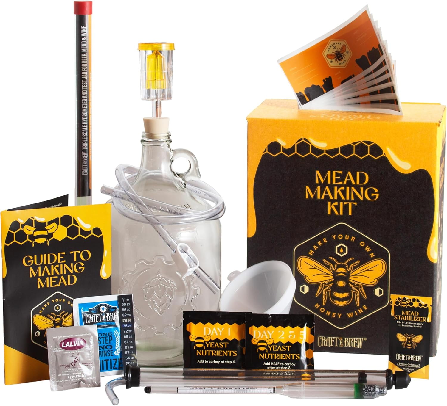 Visualz - Deluxe Mead Making Kit - 1 Gallon Homebrew Starter Set with ...