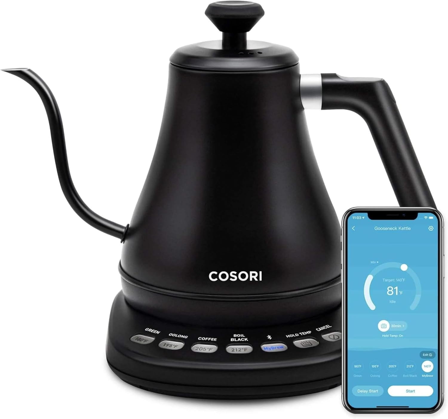 Visualz Electric Gooseneck Kettle Smart Bluetooth with Variable ...
