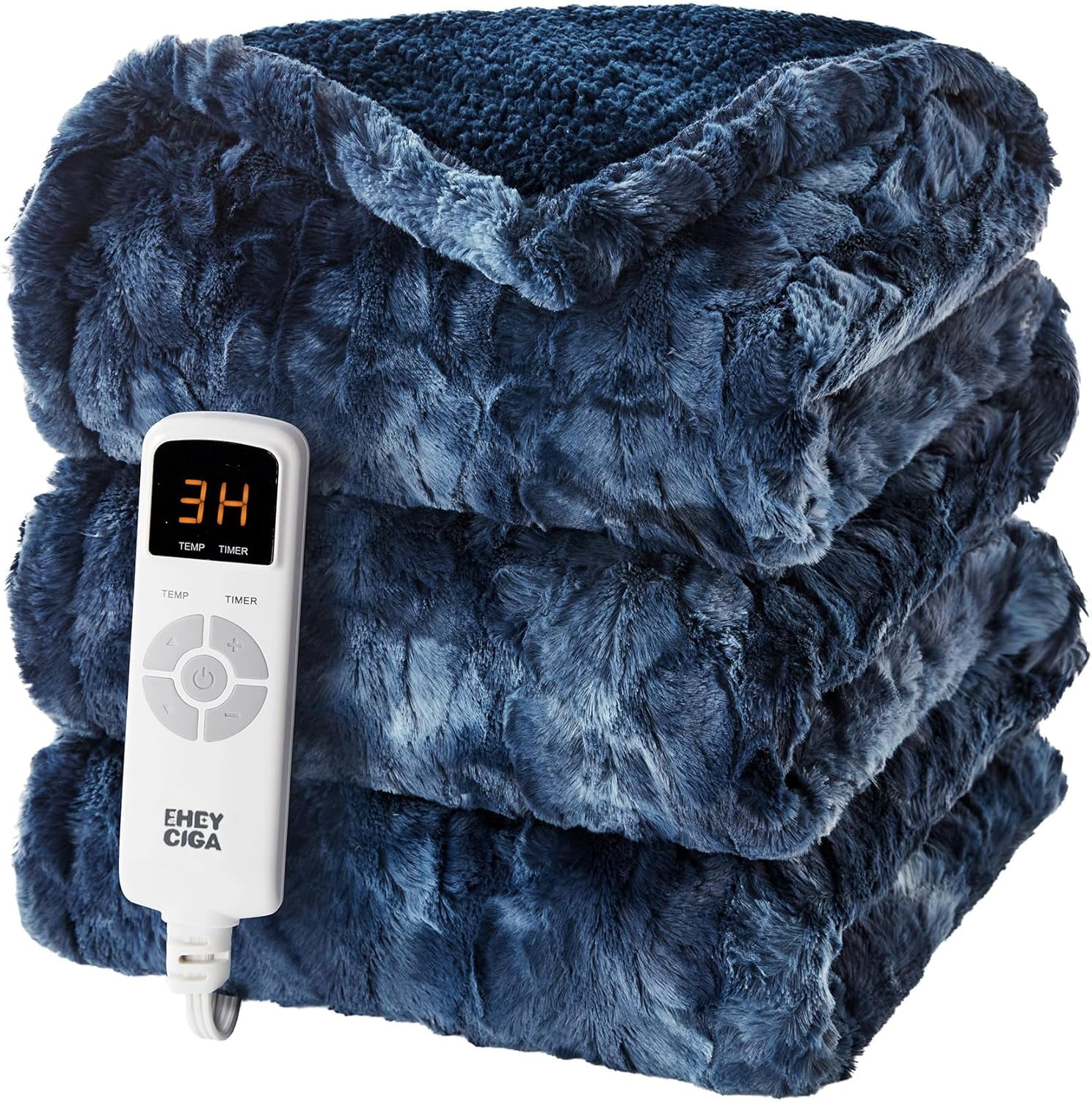 Visualz Electric Heated Blanket, Full Size Faux Fur & Sherpa, 10 Hr ...