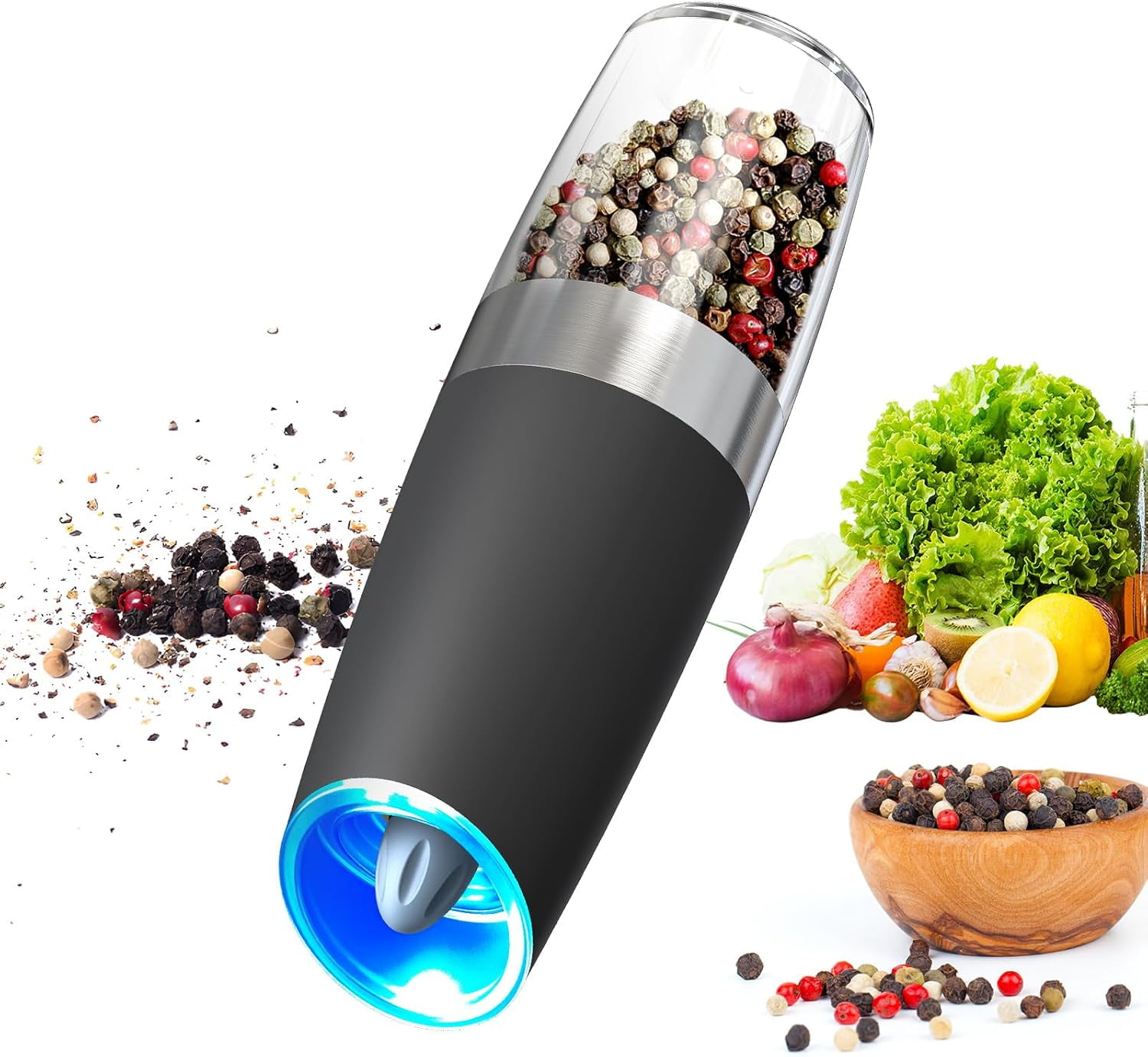 Visualz Electric Pepper Grinder Salt Grinder Pepper Griner Mill ...