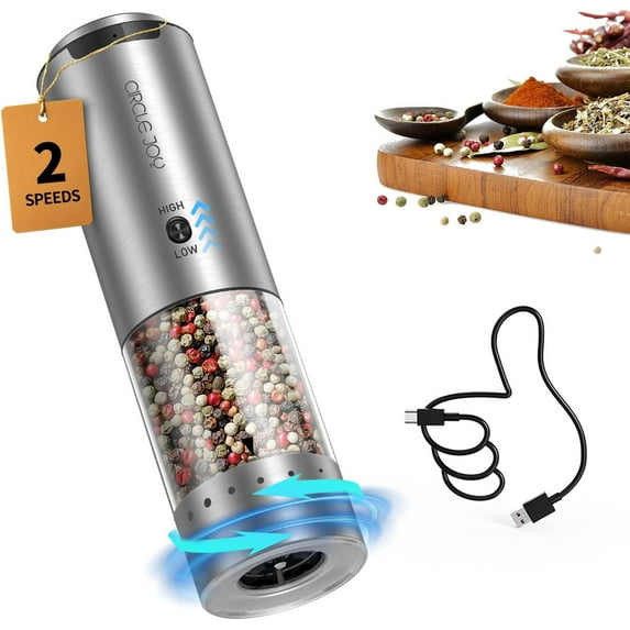 Visualz Electric Pepper Grinder Stainless Steel Rechargeable Pepper ...