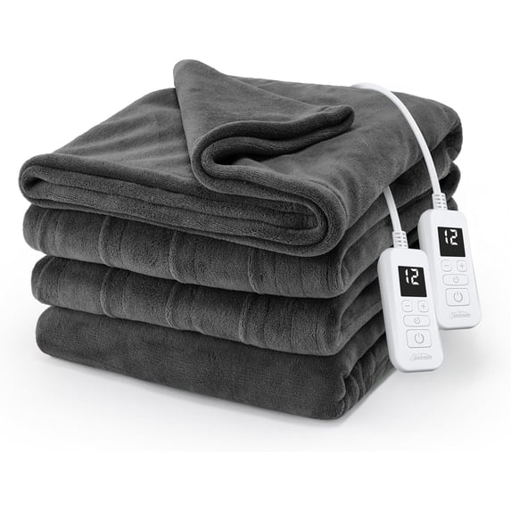 Visualz Electric Royal Luxe Microplush Heated Blanket, 12 Heat Settings ...