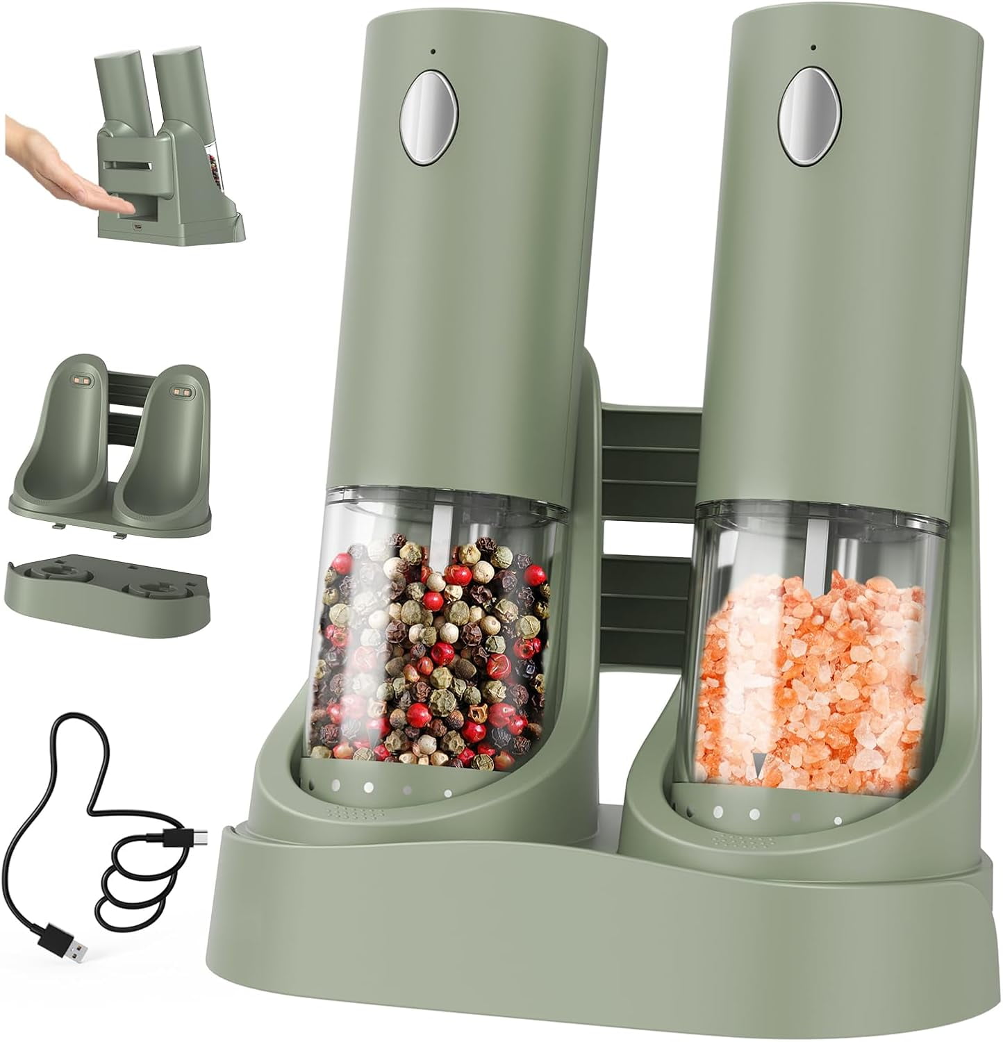 Visualz Electric Salt and Pepper Grinder Set Automatic Salt and Pepper ...