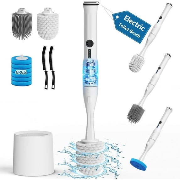 Visualz Electric Toilet Brush and Holder Set, 2025 New Toilet Bowl ...