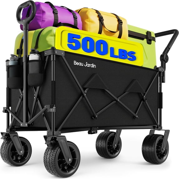 Visualz Folding Push & Pull Beach Wagon 500 lbs Collapsible Foldable ...