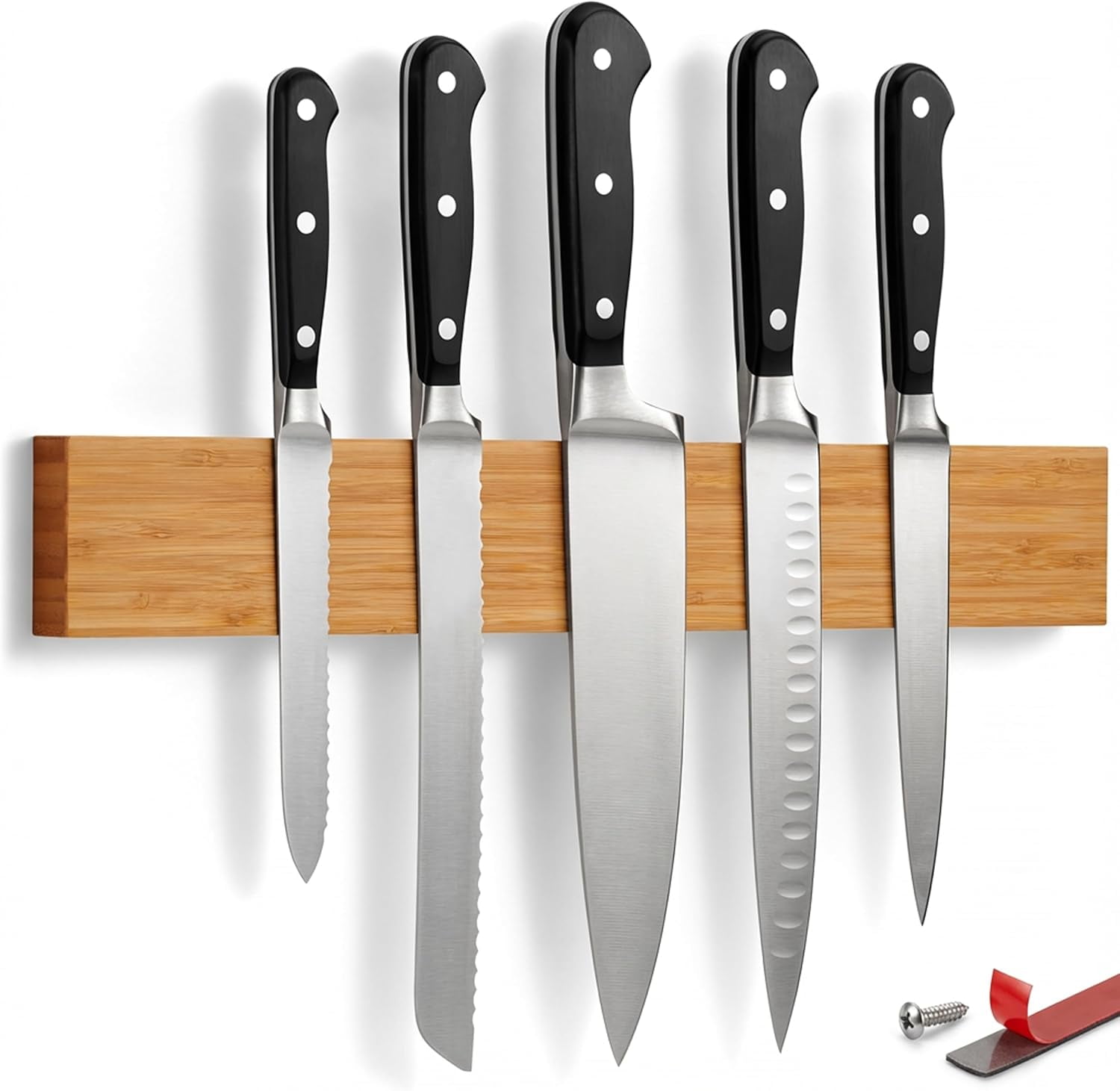 Visualz Magnetic Knife Holder for Wall or Fridge – No-Drill Bamboo ...