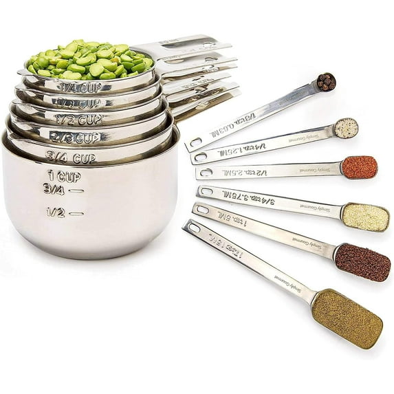 Visualz Measuring Cups and Spoons Set of 12 – 18/10 Stainless Steel ...