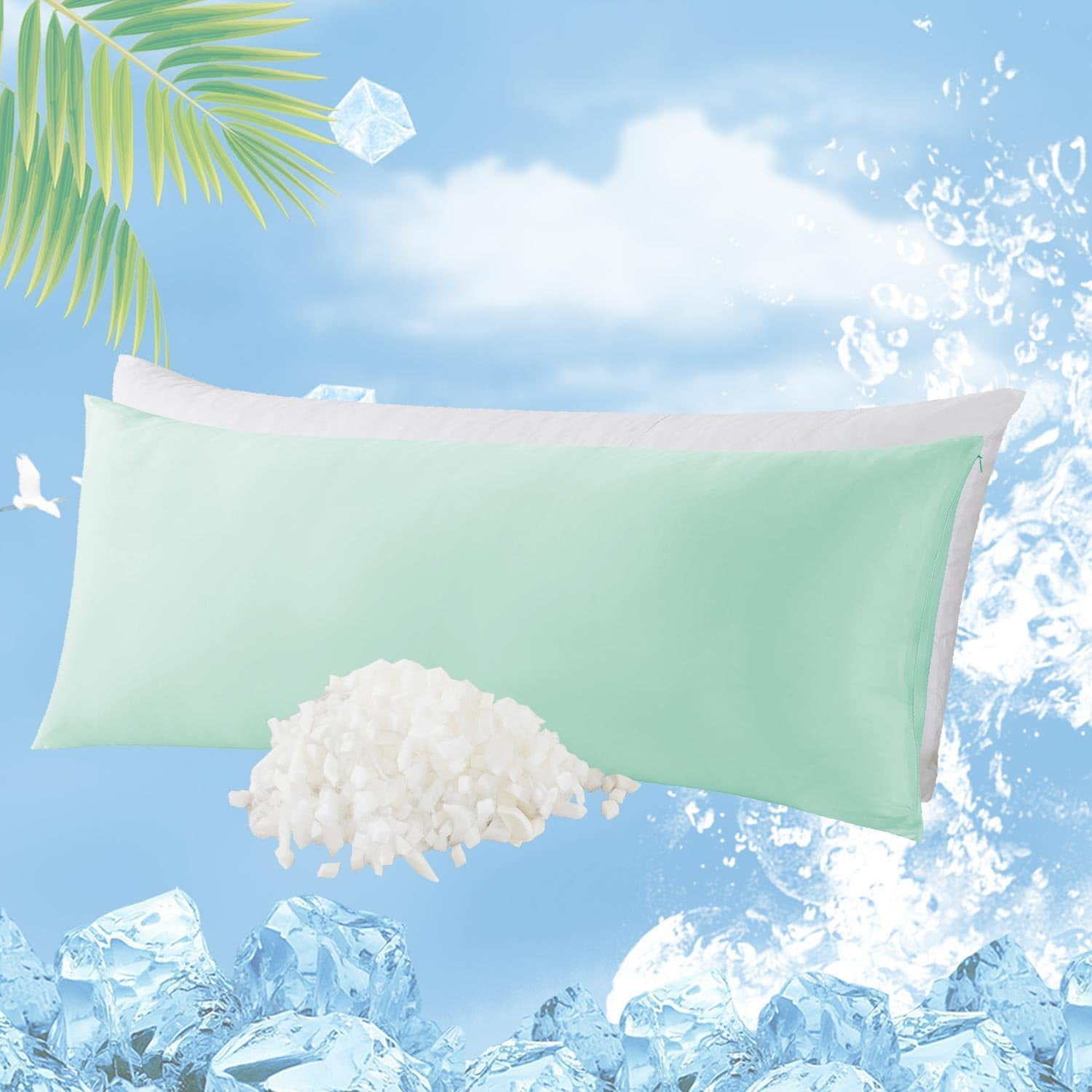 Visualz Memory Foam Body Pillow with Zippered Cooling Cover, Full Body ...