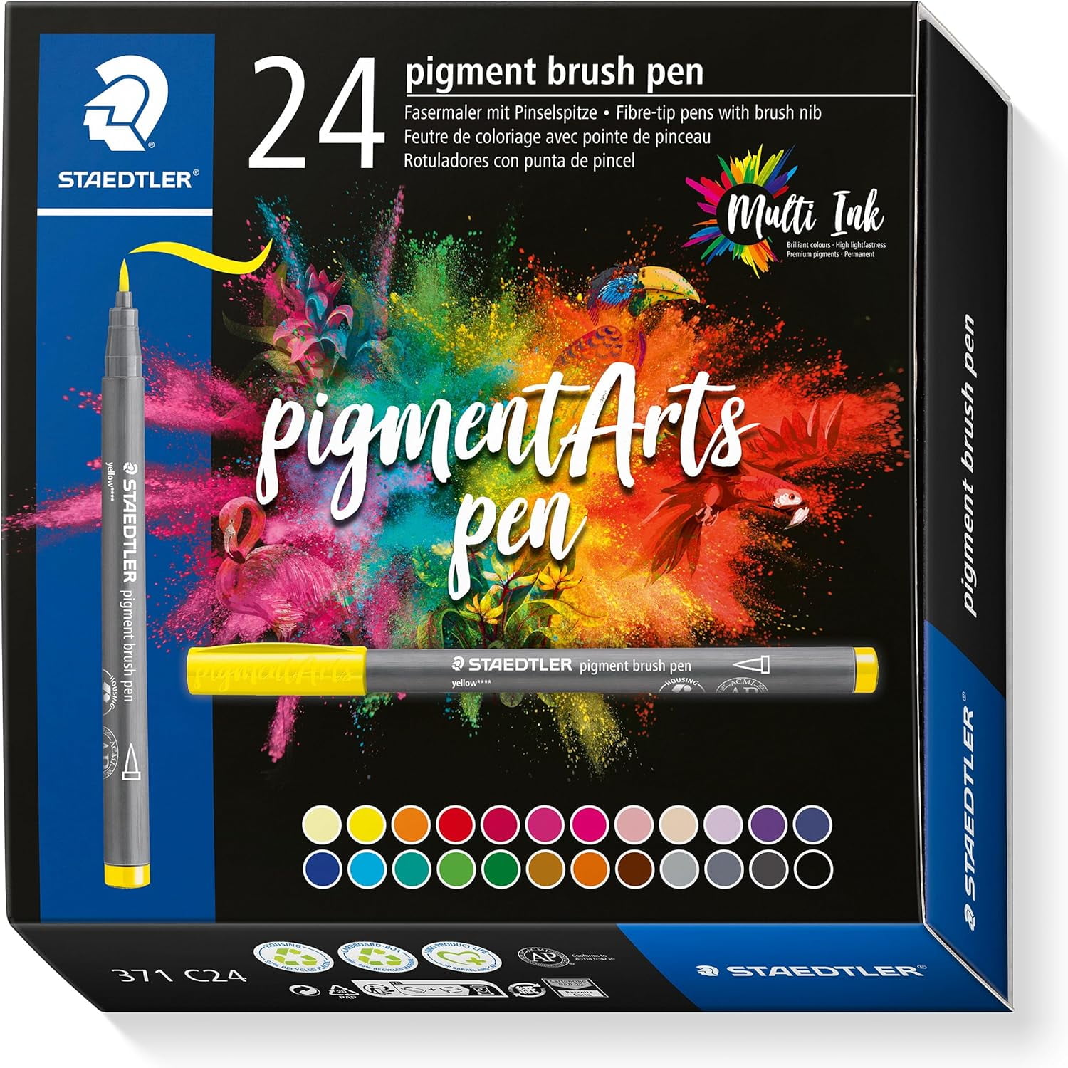 Visualz Pigment Arts Multi Ink Brush Pen, 24 Count, Assorted Basic ...