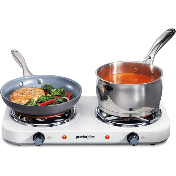 Visualz Portable Electric Stove, Stainless Steel Double Burner Cooktop ...