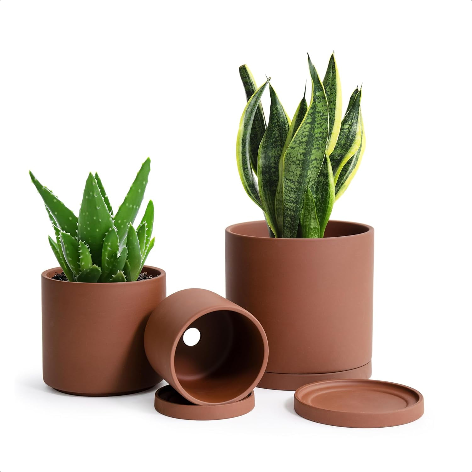 Visualz Rust Terracotta Pots for Plants, 4.2 Inch 5.3 Inch 6.5 Inch ...