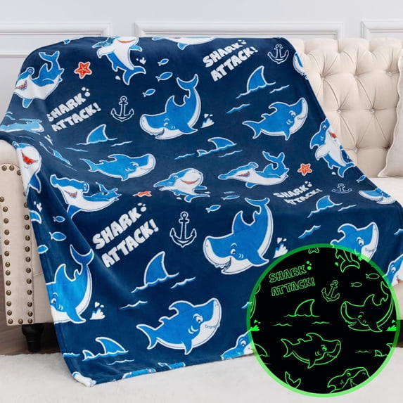 Visualz Shark Glow in The Dark Blanket Gifts for Girls Boys Christmas ...