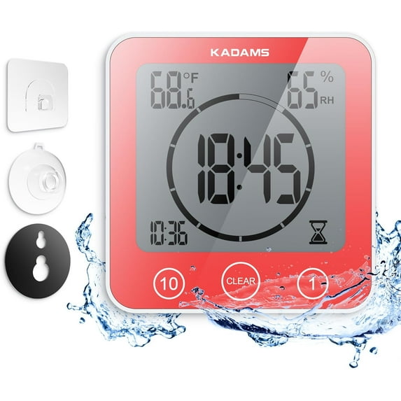 Visualz Shower Clock Waterproof Bathroom Timer – Digital Wall Clock ...