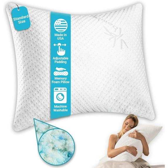 Visualz Standard Bed Pillow for Sleeping | Adjustable Shredded Memory ...