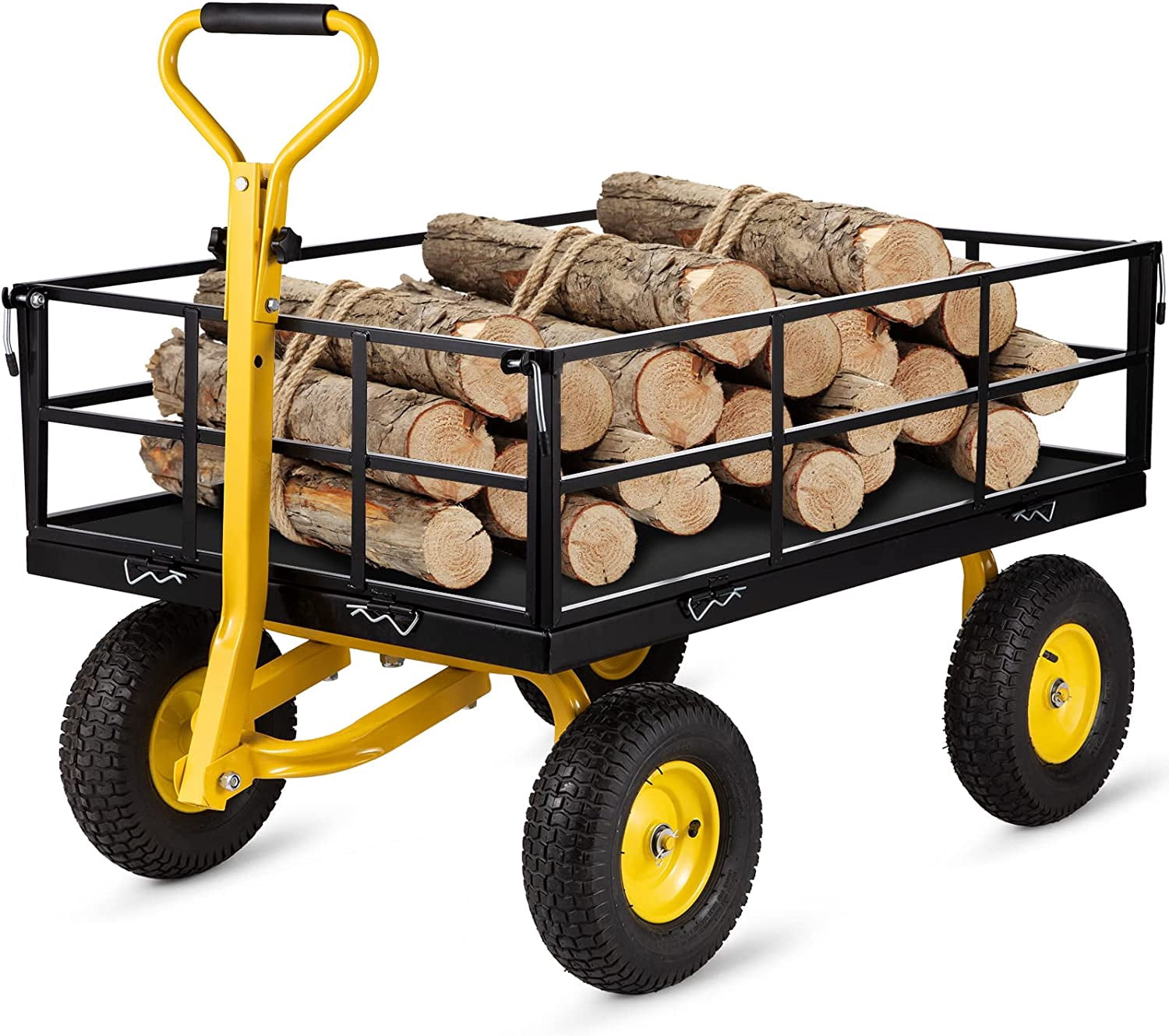 Visualz Steel Garden Cart, Heavy Duty 1200 lbs Capacity, with Removable ...
