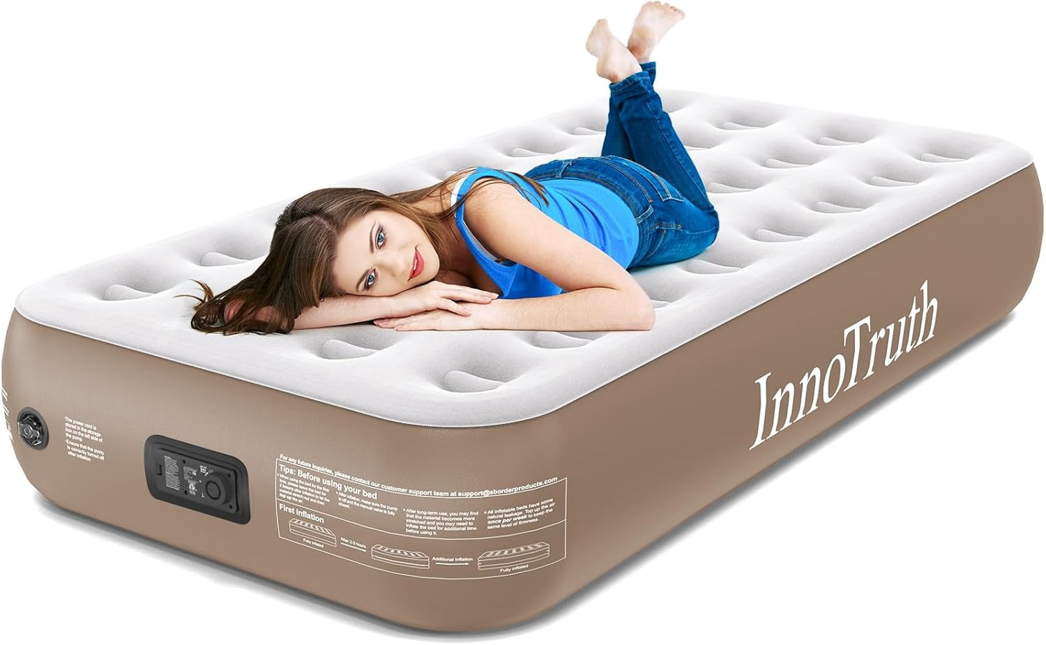 Visualz Twin Camping Air Mattress with Built-in Pump, 13" Raised ...