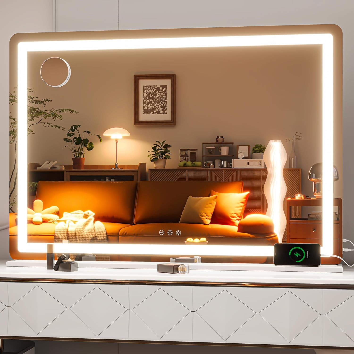 Visualz Vanity Mirror with Lights, 41.3" x 30" LED Makeup Mirror ...