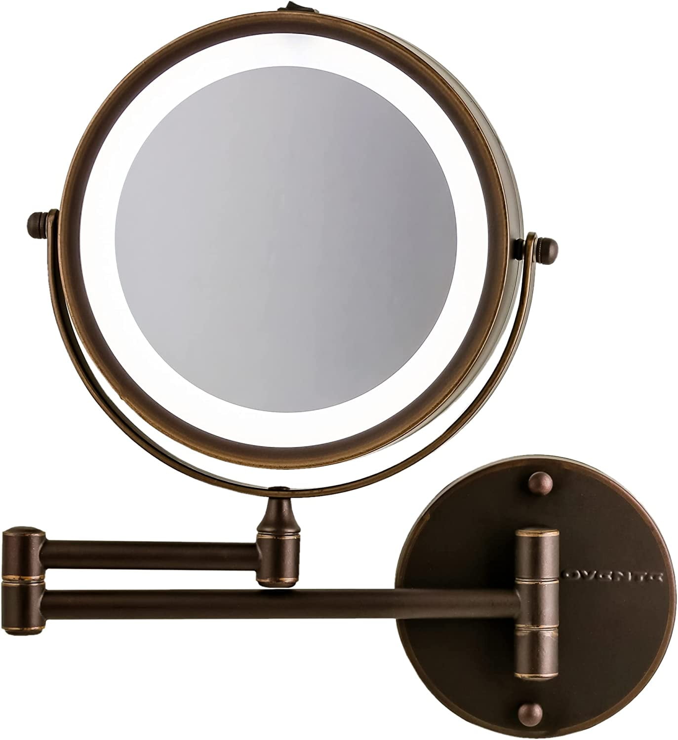 Visualz Wall Mounted Lighted Makeup Mirror, 7" Double Sided 1X/7X ...
