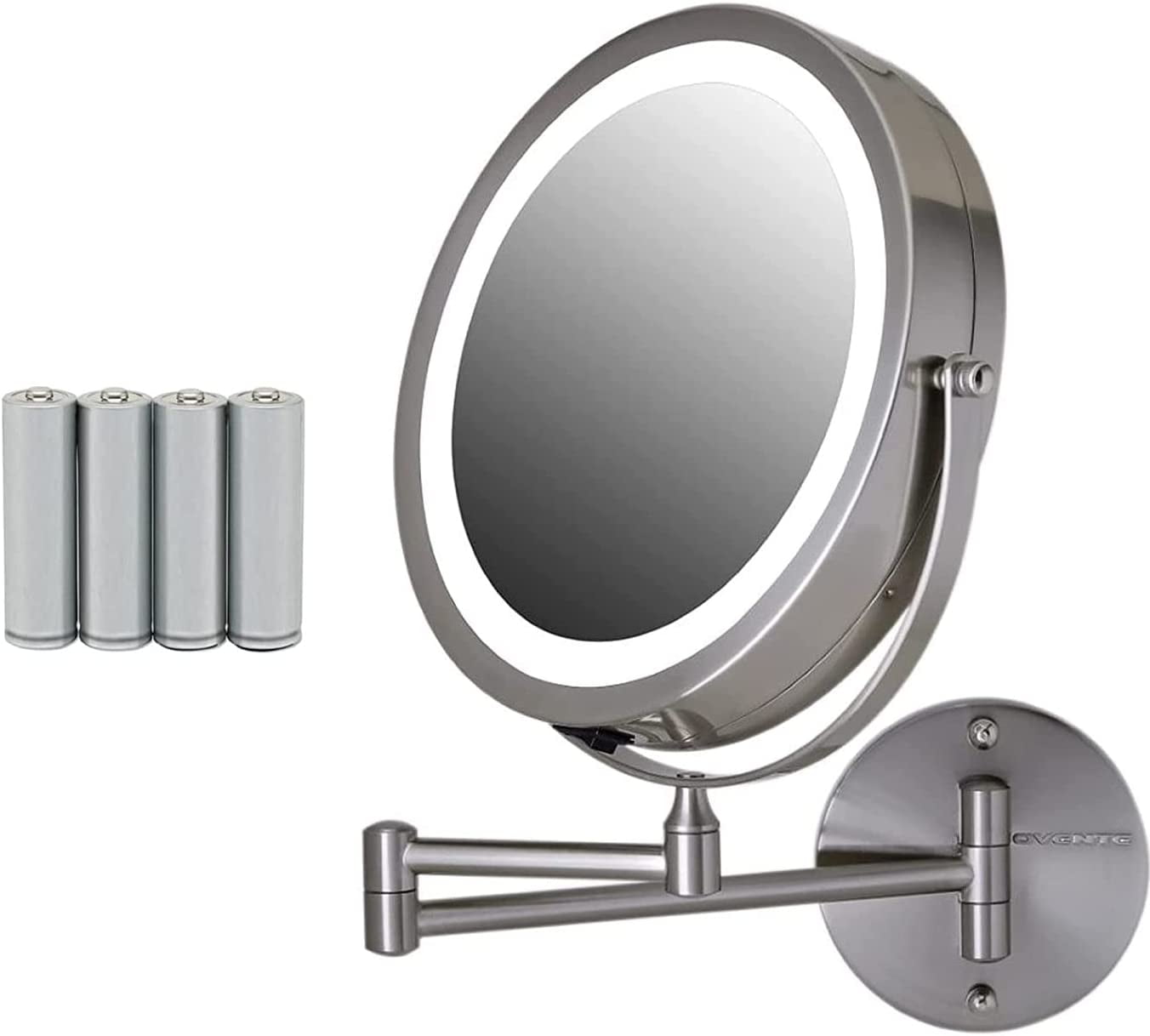Visualz Wall Mounted Lighted Makeup Mirror, 9" Double Sided 1X/7X ...
