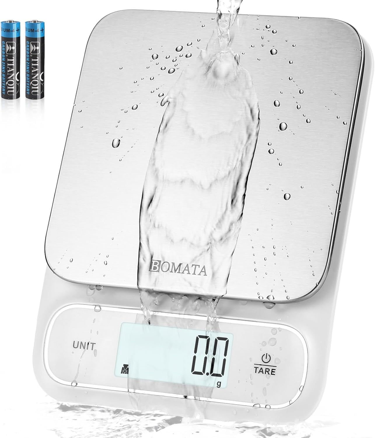 Visualz Waterproof IPX6 Kitchen Scale, 0.1 g/0.01 oz High Precision, 5 ...