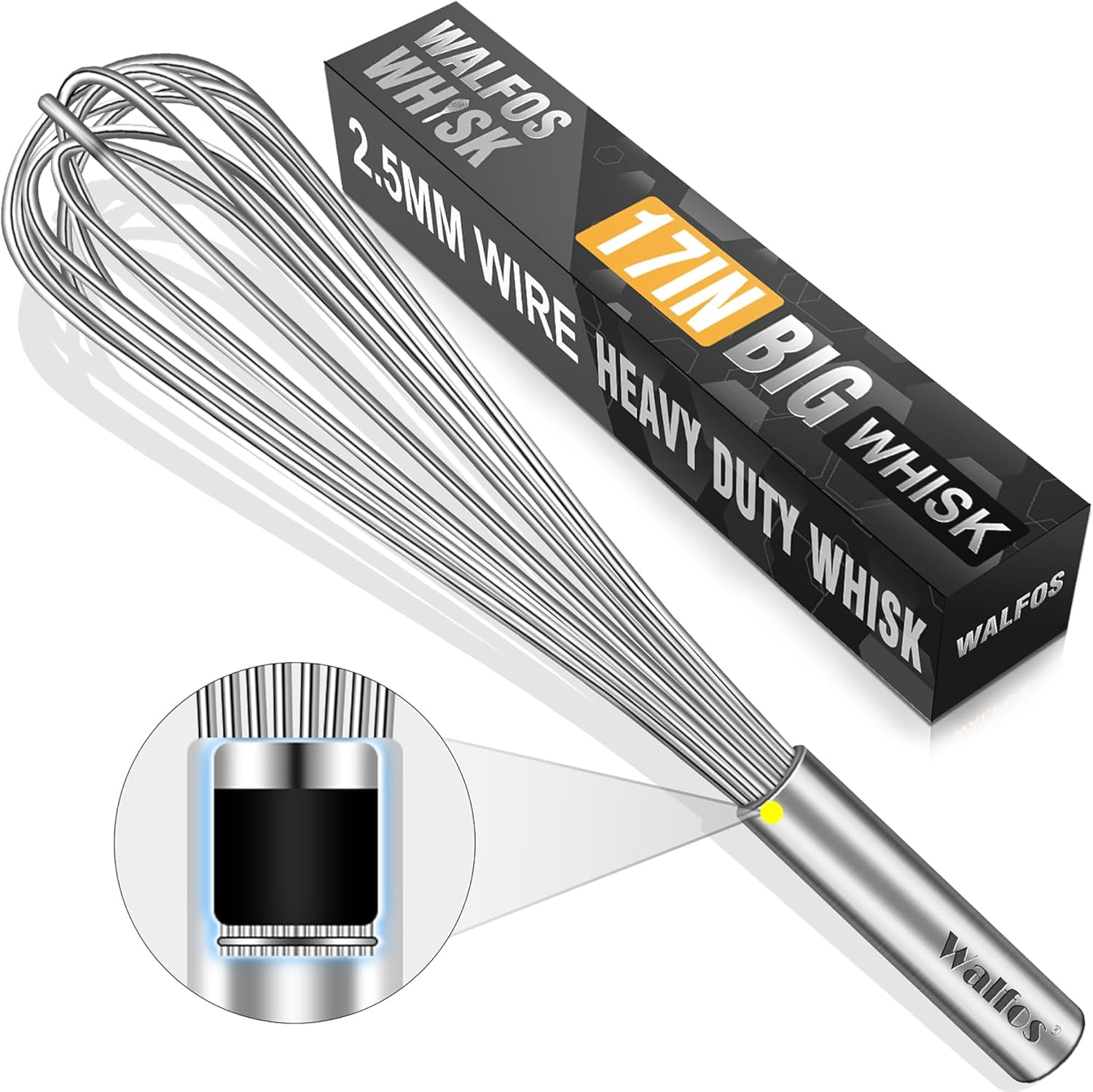 Visualz Whisk,17in Large Whisks, Heavy Duty Stainless Steel Wire Whisk ...