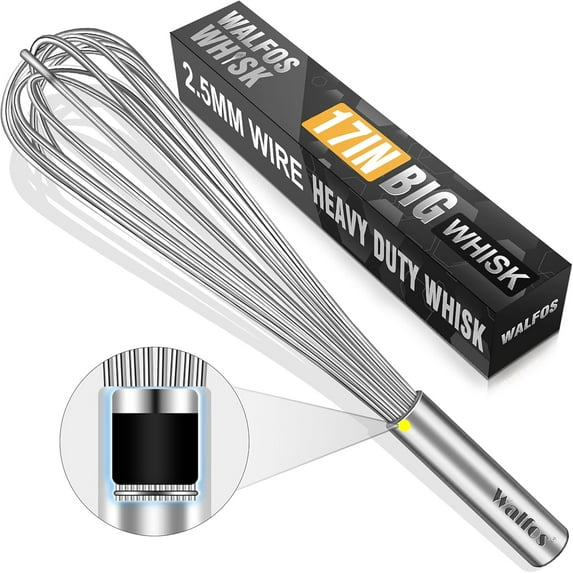 Visualz Whisk,17in Large Whisks, Heavy Duty Stainless Steel Wire Whisk ...