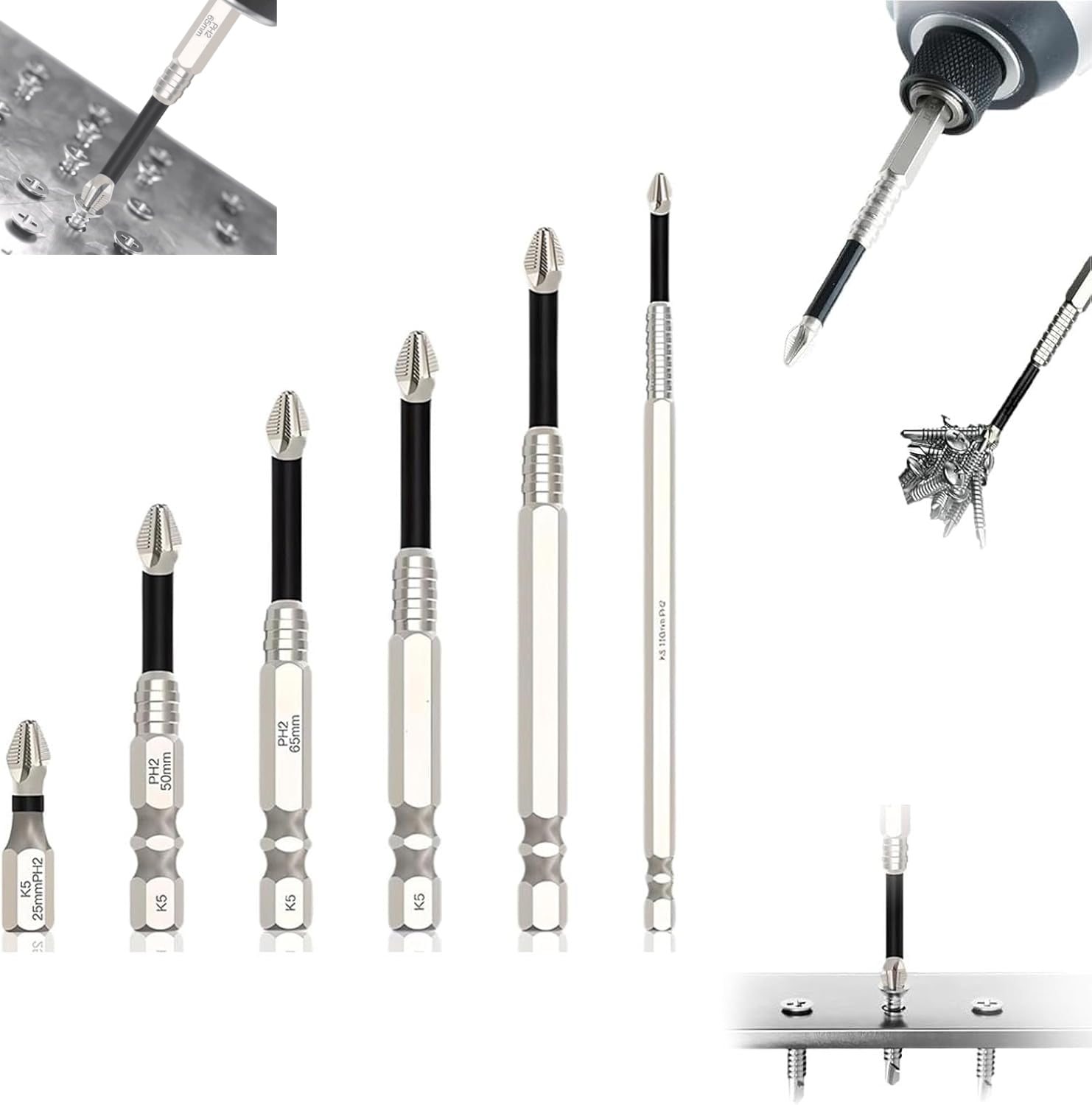 Visulong Drill Bits, High Magnetic Screwdriver Drill Bit Set, K5 Impact ...