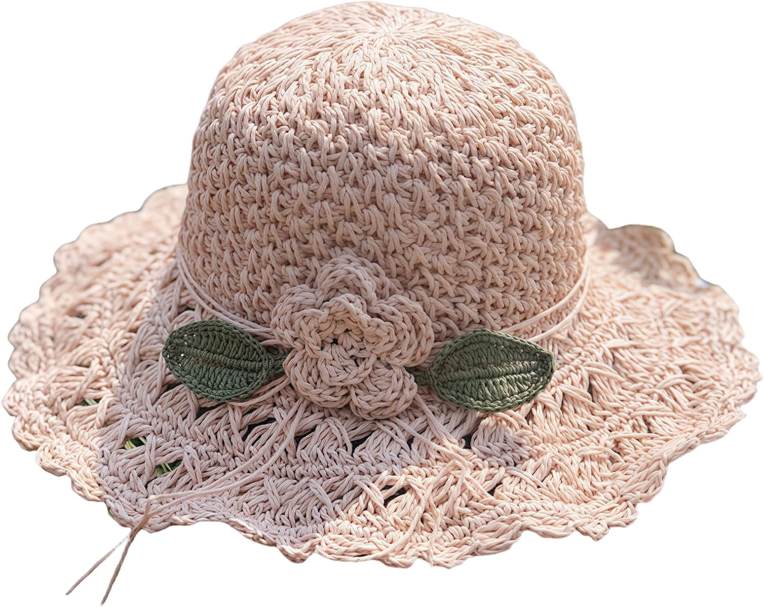 Visulong Elegant Crochet Straw Hat with Ruffle Detail,Elegant Crochet ...