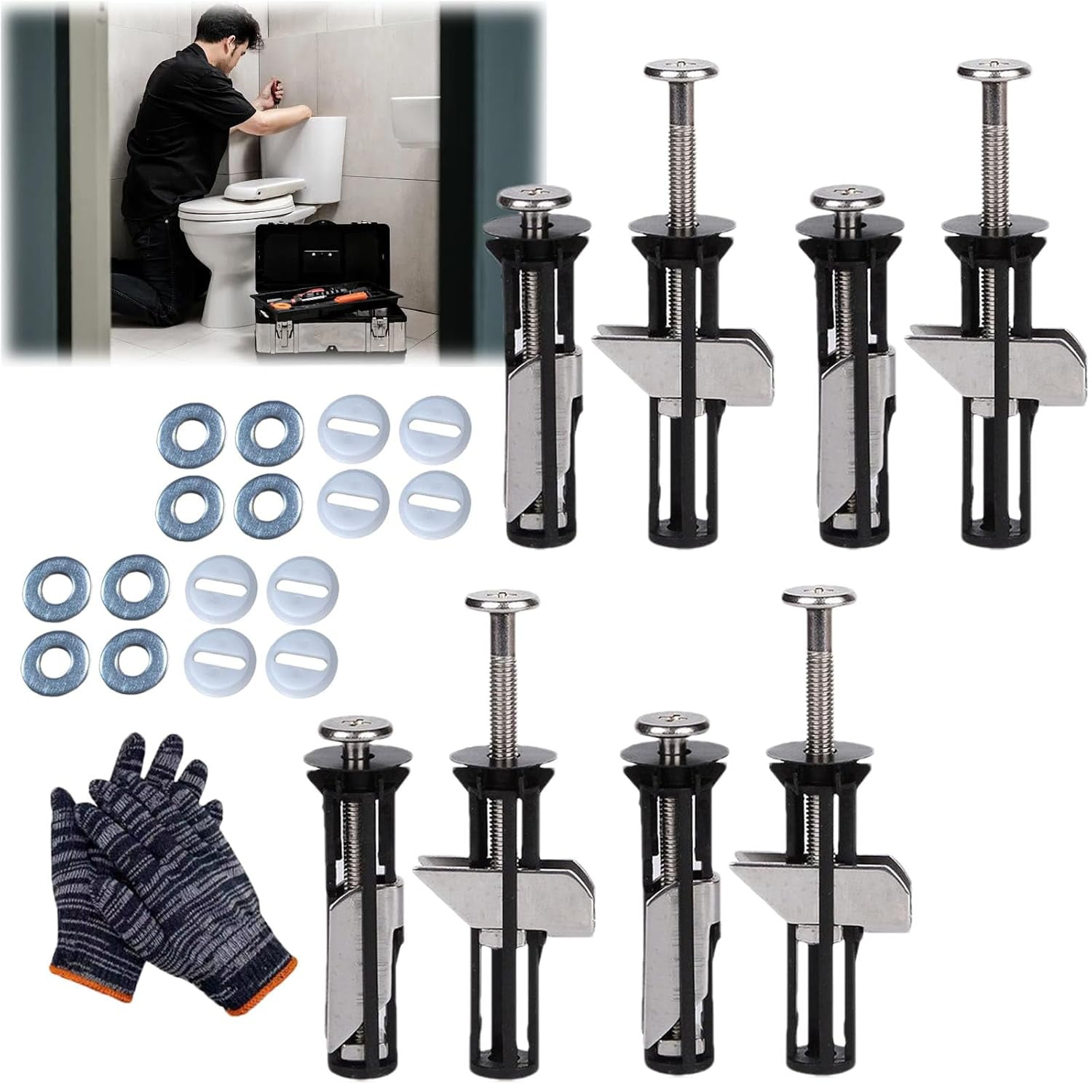 Visulong Heavy Duty Toilet Seat Fastener Bolt Kit, Universal Toilet Seat Bolts Kit, Toilet Seat ...