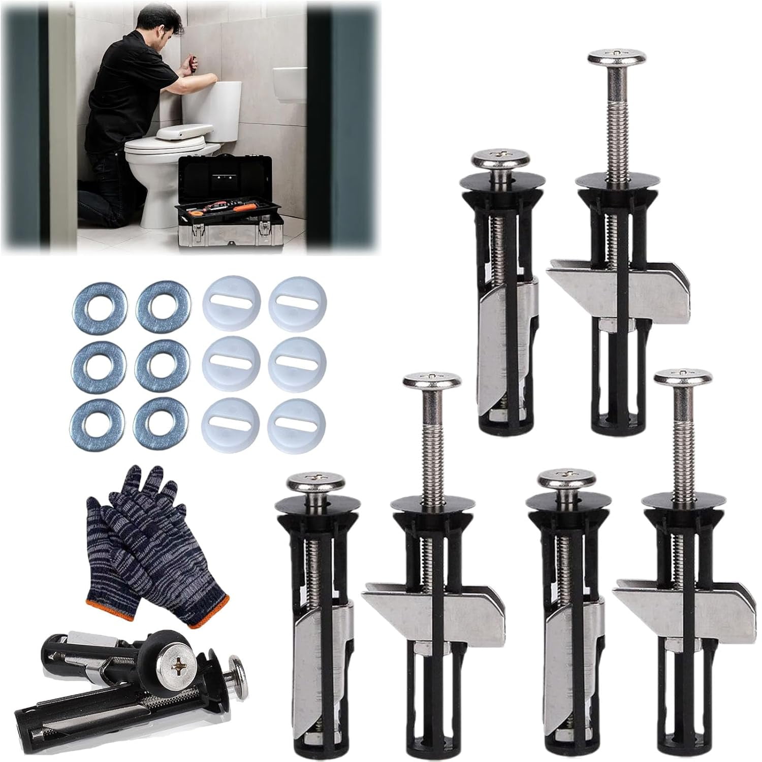 Visulong Heavy Duty Toilet Seat Fastener Bolt Kit, Universal Toilet Seat Bolts Kit, Toilet Seat ...