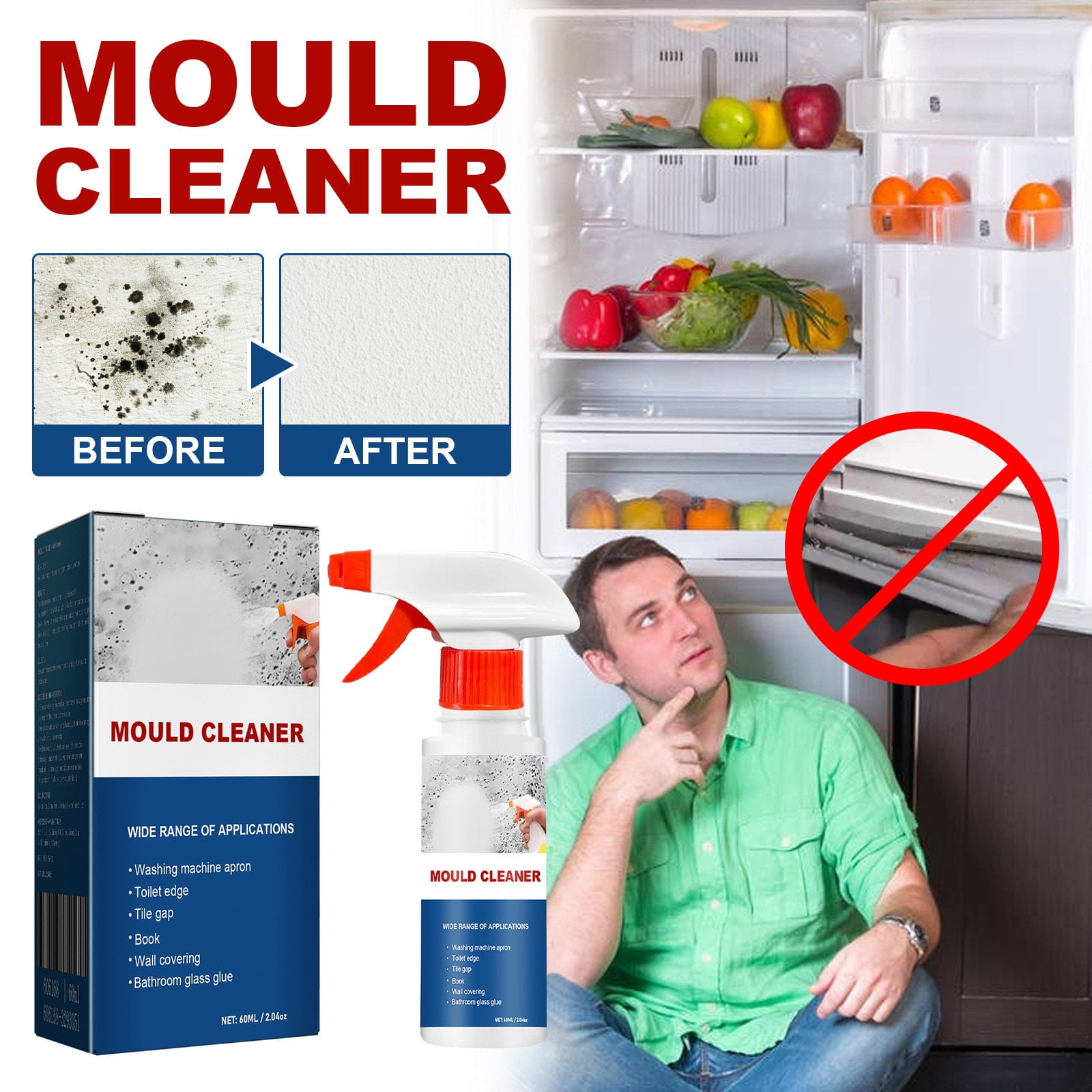 Visulong Mildew Cleaner Foam 2 Oz, Quick-Acting Mould Cleaner Spray ...