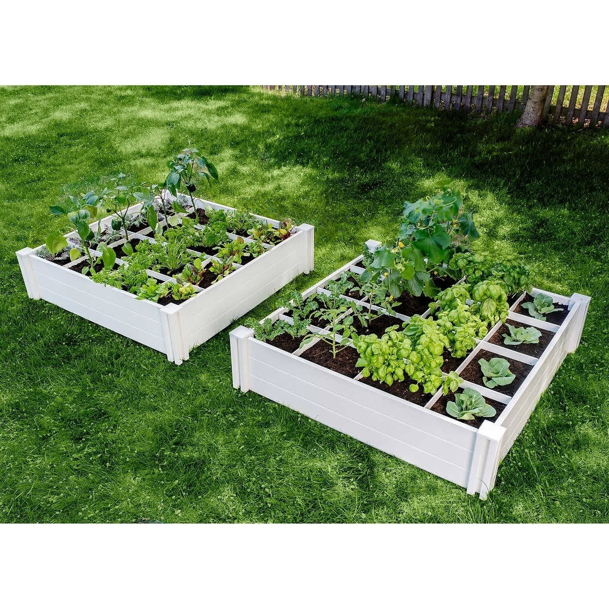 Vita Outdoor Raised Vegetable Bed, 4'x4'x11" Modular Vinyl Garden Box ...