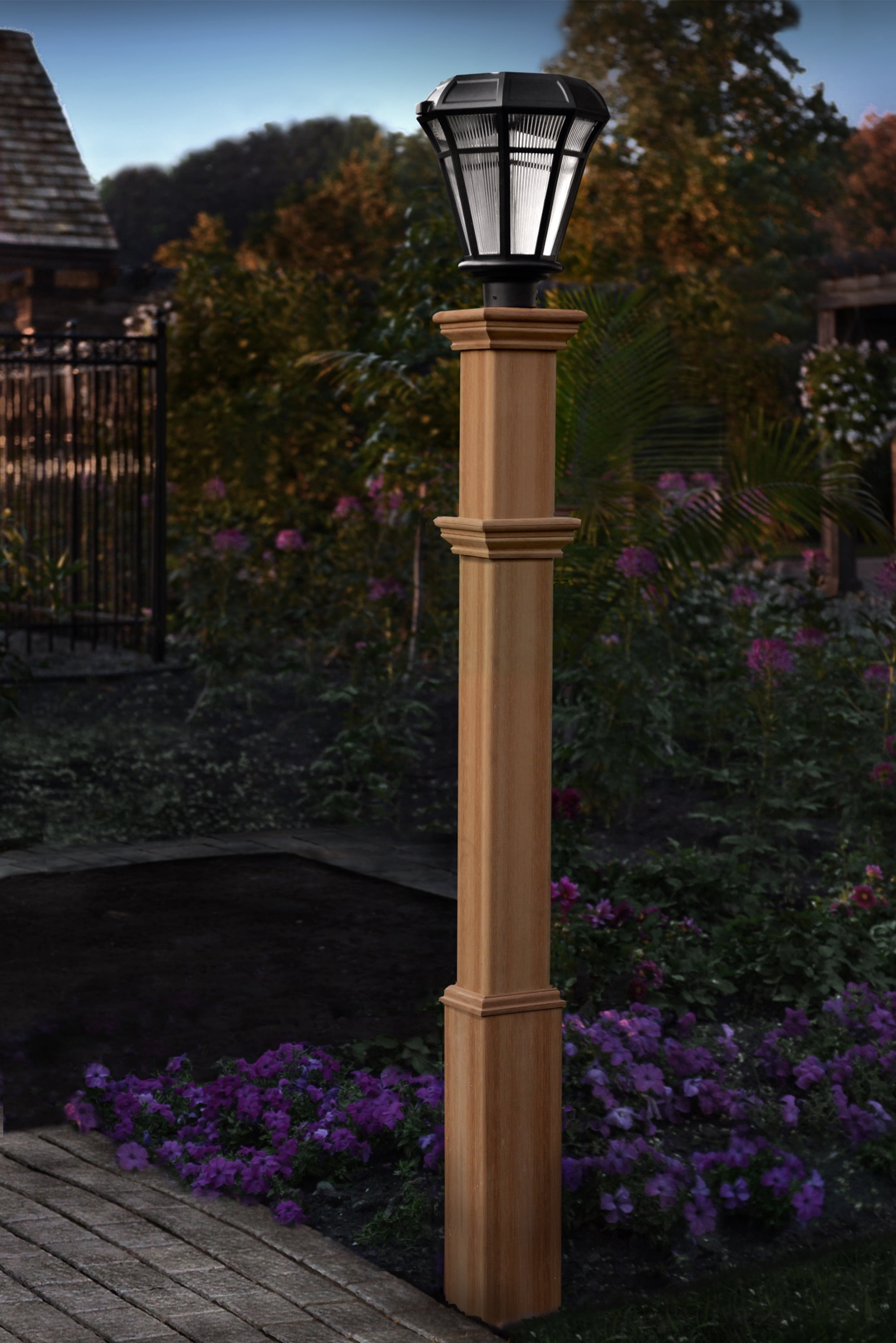 Vita 6"L x 6"W x 74"H Burton Embossed Vinyl Lamp Post, Brown, VA94431 ...