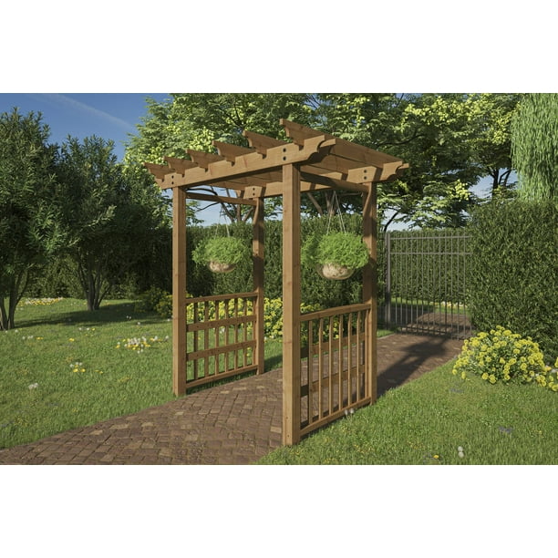 Vita 8' Springwood Cedar Wood Arbor, Golden Brown, VA68900 - Walmart.com