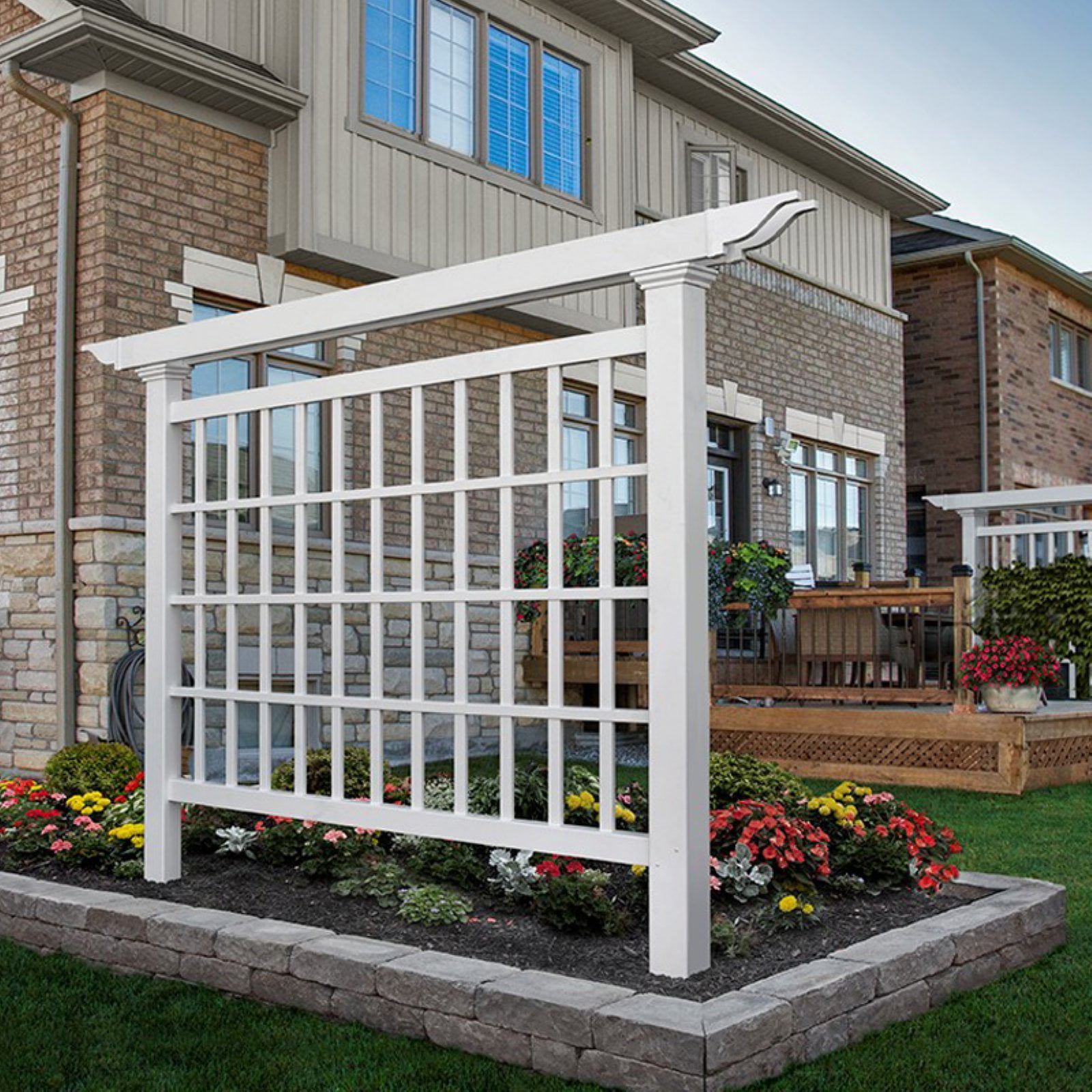 Vita 80" W x 90" H Camden Vinyl Privacy Screen and Trellis, White ...