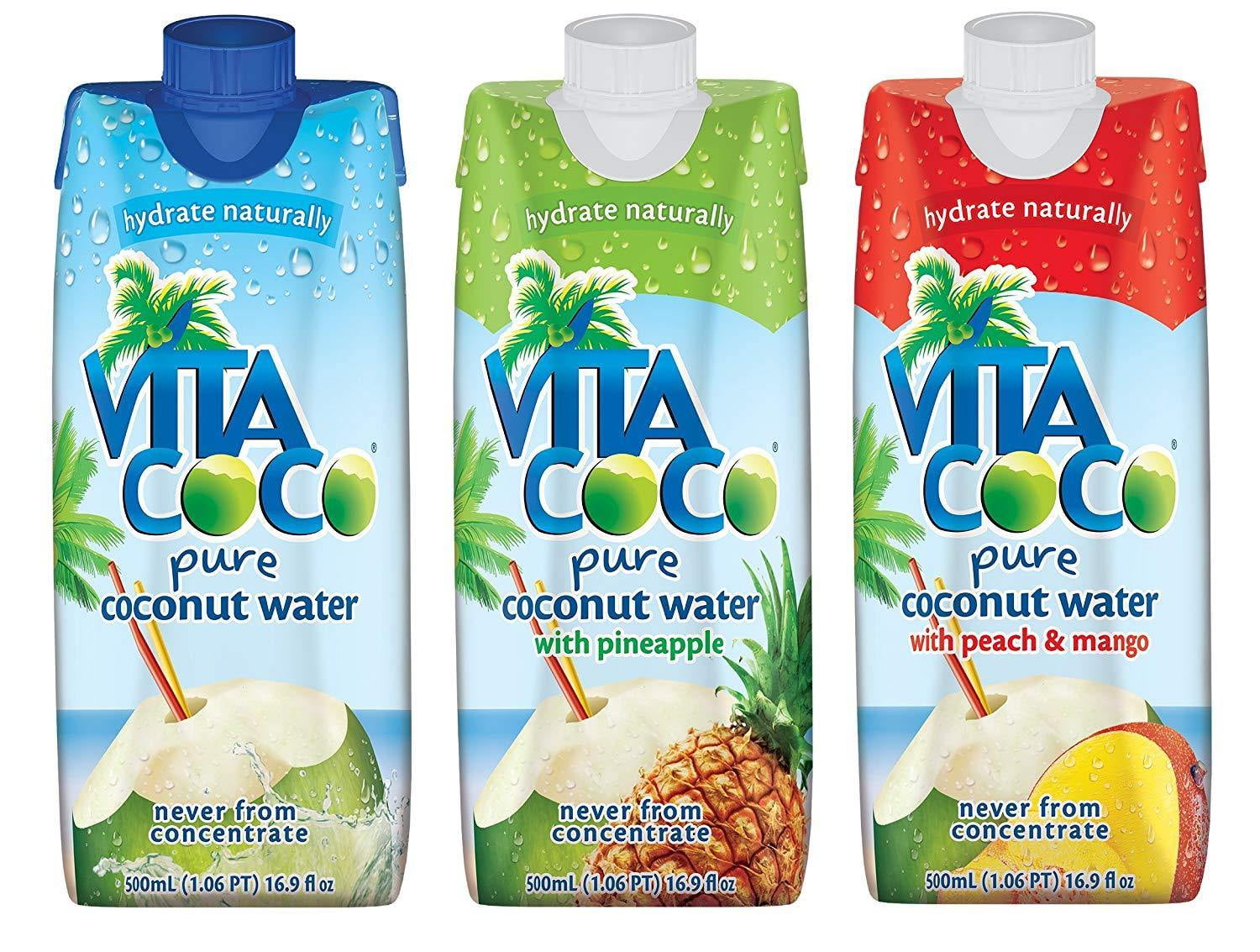 Vita Coco Coconut Water, 3 Flavor Variety Pack, 16.9 Oz (Pack Of 12 ...