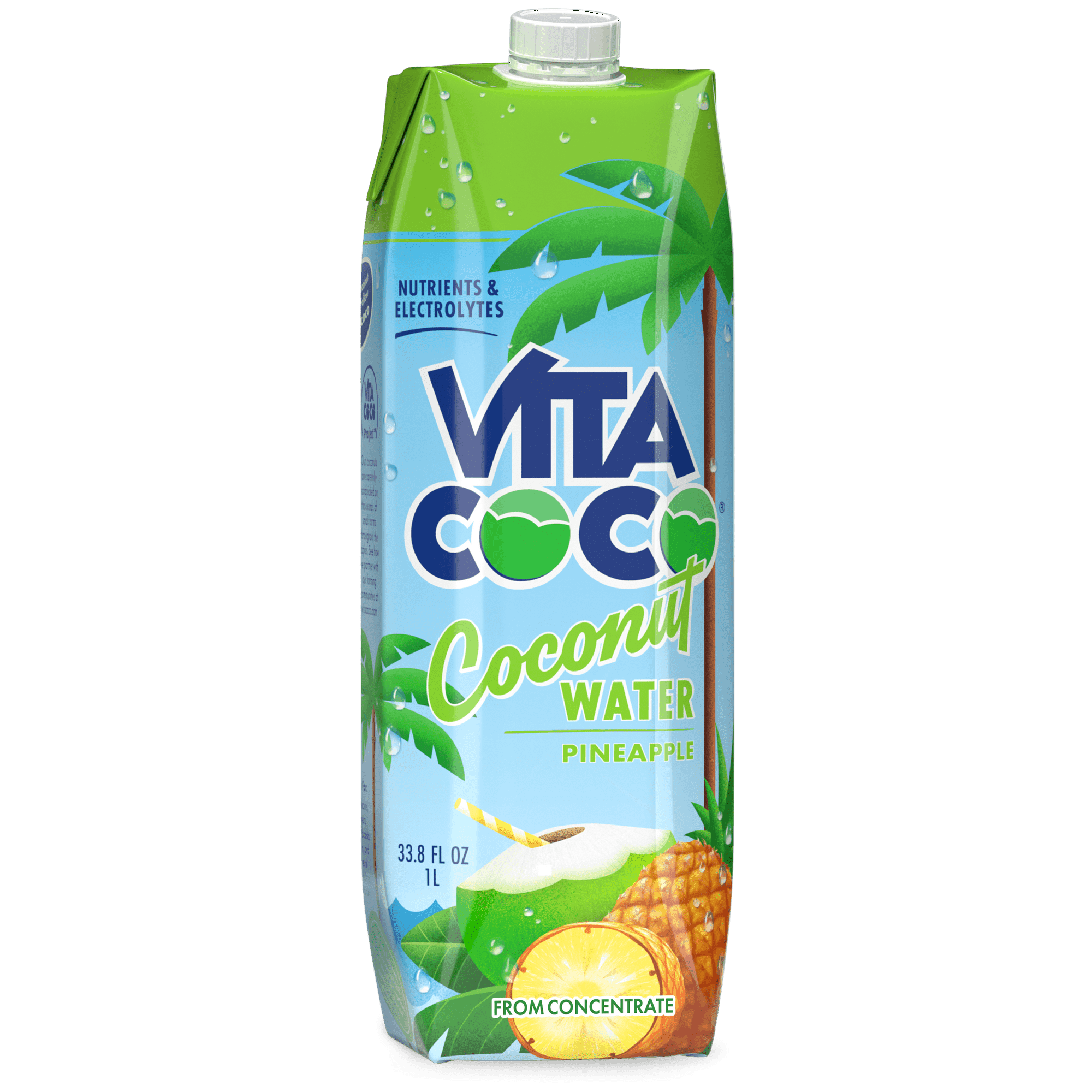 Vita Coco Coconut Water, Nutrients & Electrolytes Rich, Pineapple, 33.8 ...