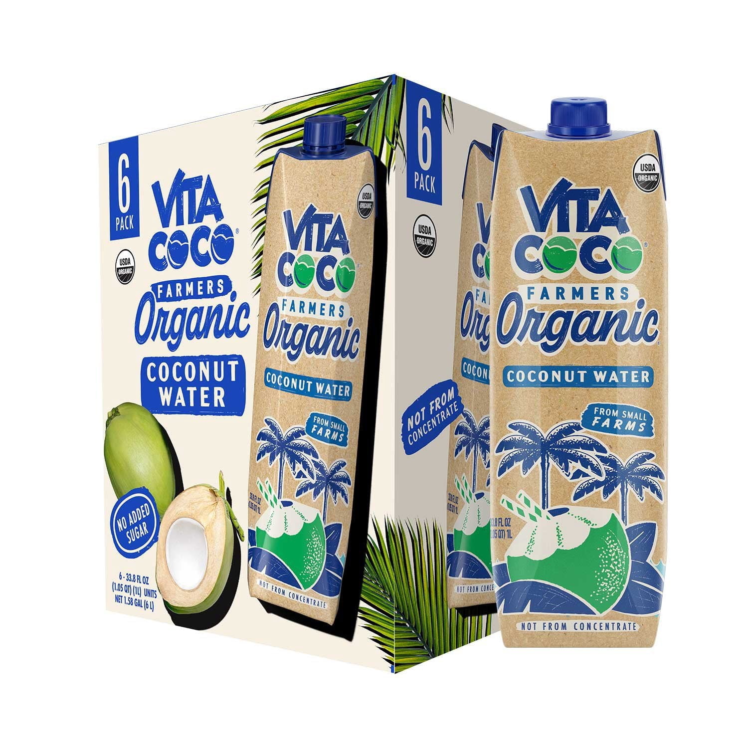 Vita Coco Farmers Organic Coconut Water, 33.8 Fluid Ounce (Pack of 6 ...