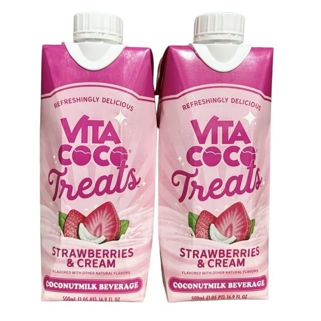 Vita Coco Treats Strawberries & Creme Coconut Milk Drink - 16.9 fl oz Boxes - Walmart.com