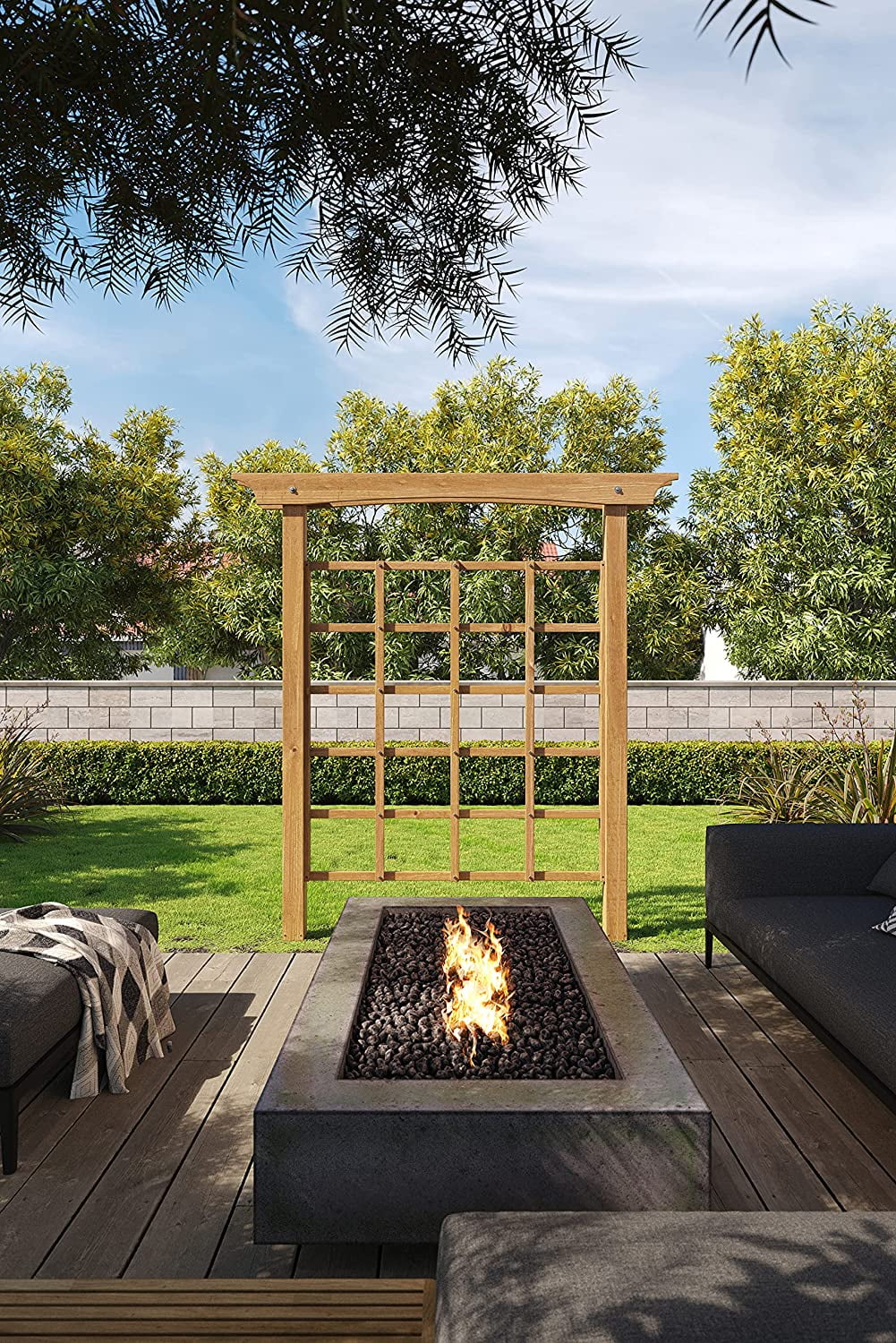 Vita Heartwood Cedar Trellis, 82 inch H x 60 inch W, FSC, Wood, Garden ...