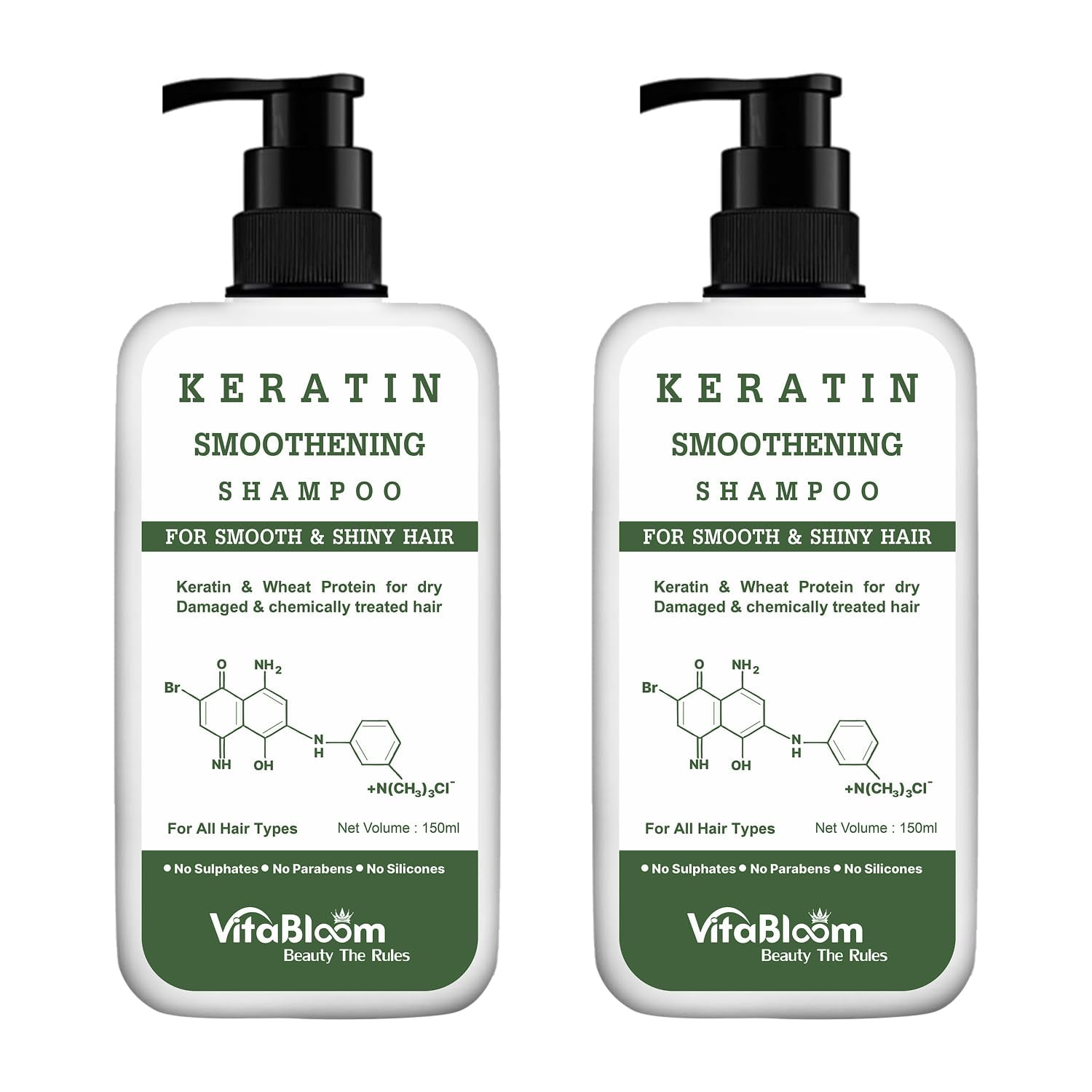 VitaBloom Keratin Hair Smoothing Shampoo Perfect for Dry Frizzy Hair SulphateFree Suitable for ...