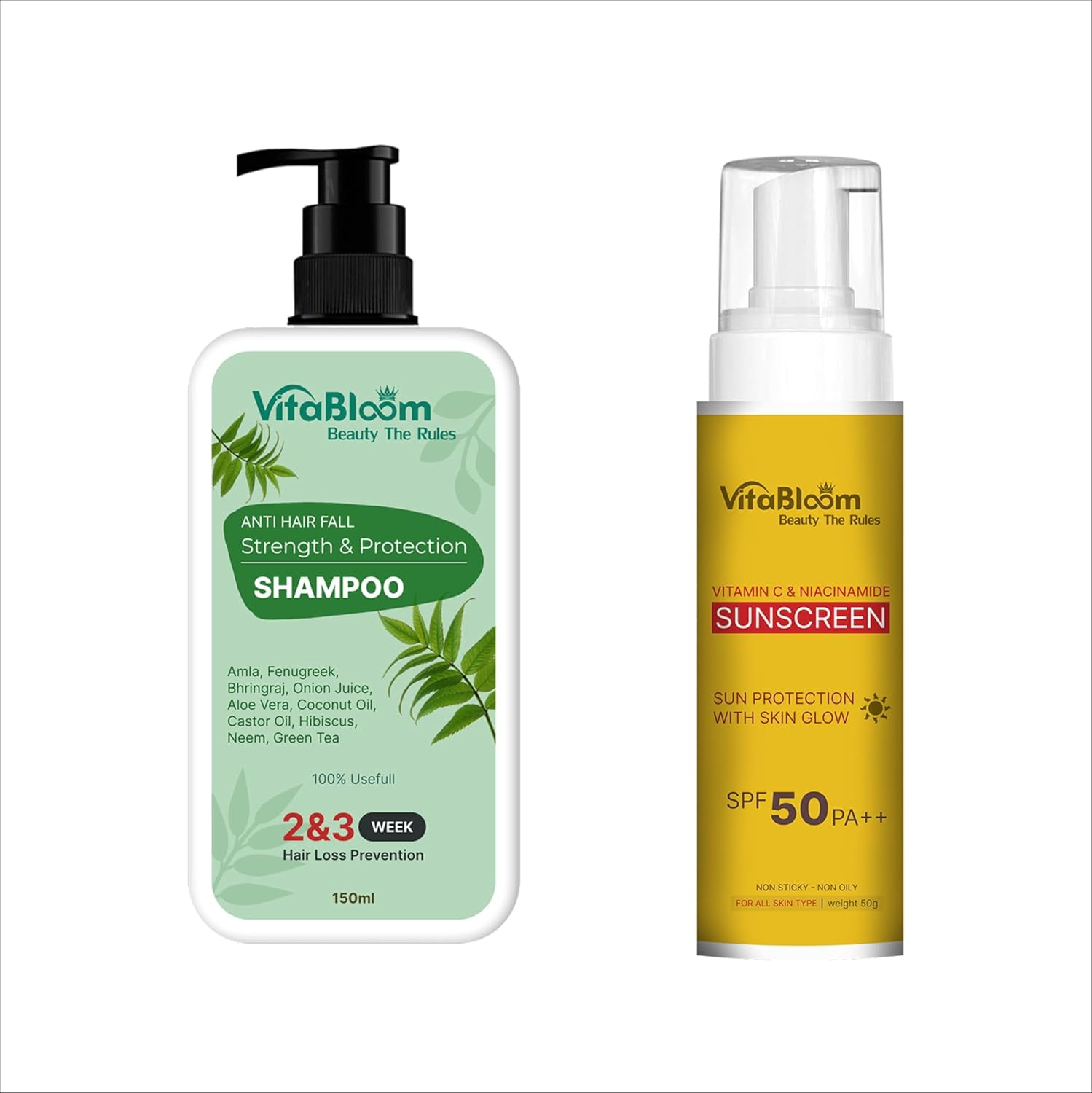 VitaBloom SPF 50 PA Sunscreen with Vitamin C Niacinamide Anti Hair Fall ...