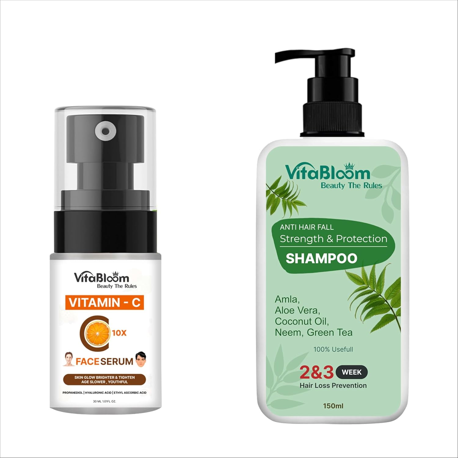 VitaBloom Vitamin C Face Serum with Hyaluronic Acid for Glowing Skin AntiAging Tightening Anti ...