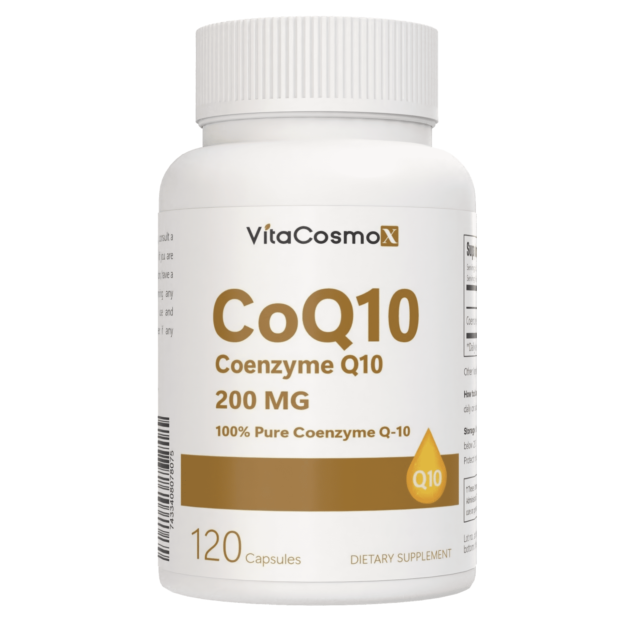 VitaCosmoX CoQ10 Coenzyme Q10 Extra Strength 200mg 120 Veggie Capsules ...