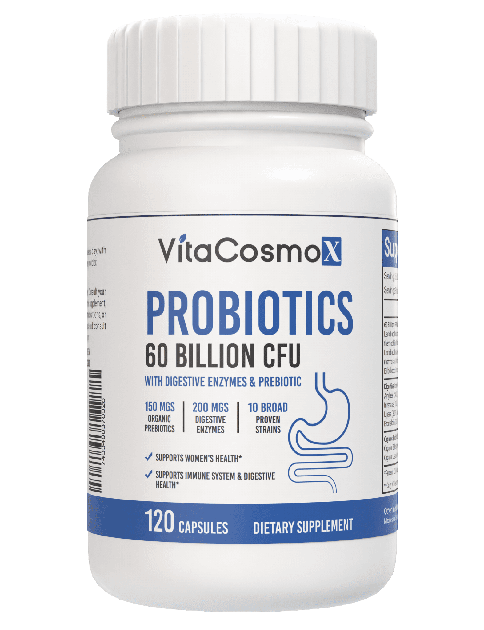 VitaCosmoX Probiotic 60 Billion with Prebiotics, Immune Function ...