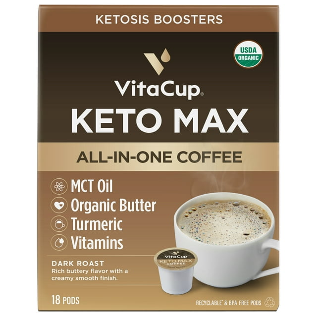 VitaCup Keto Max Organic Coffee Pods Compatible with Keurig K-Cup ...