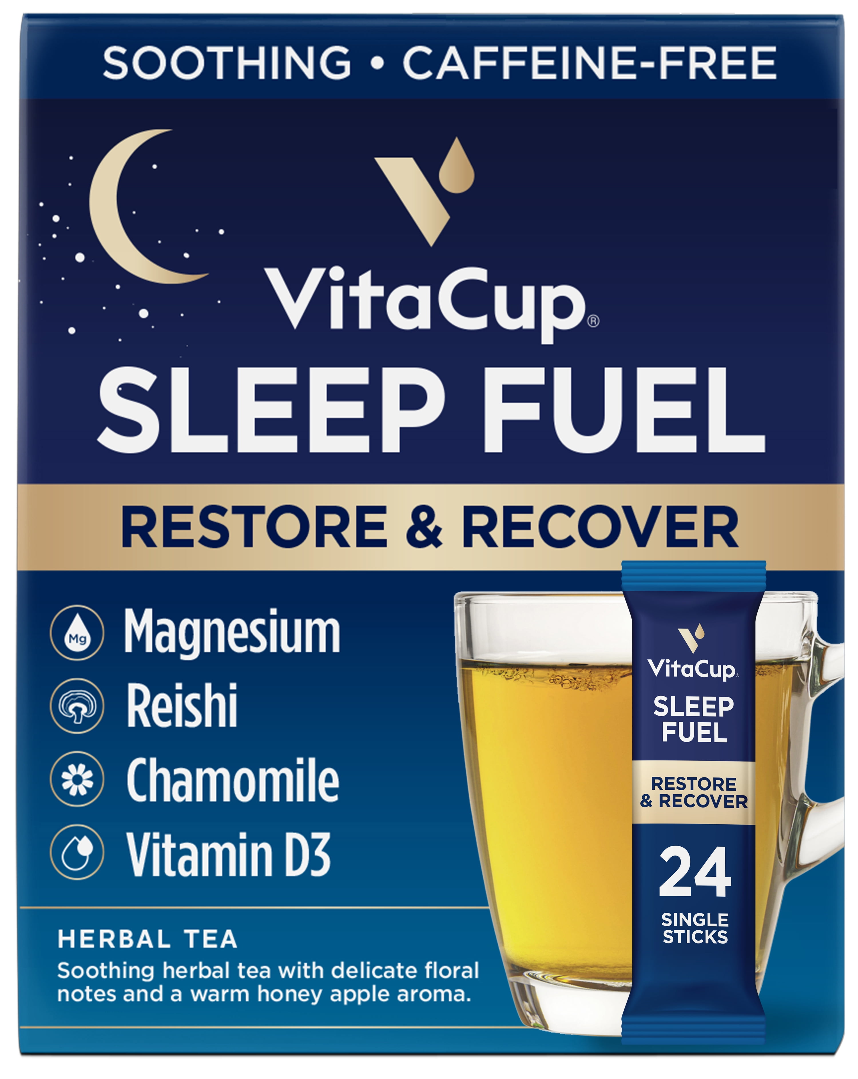 VitaCup Sleep Fuel Tea with Chamomile, Magnesium, Potassium, Vitamin D3 ...