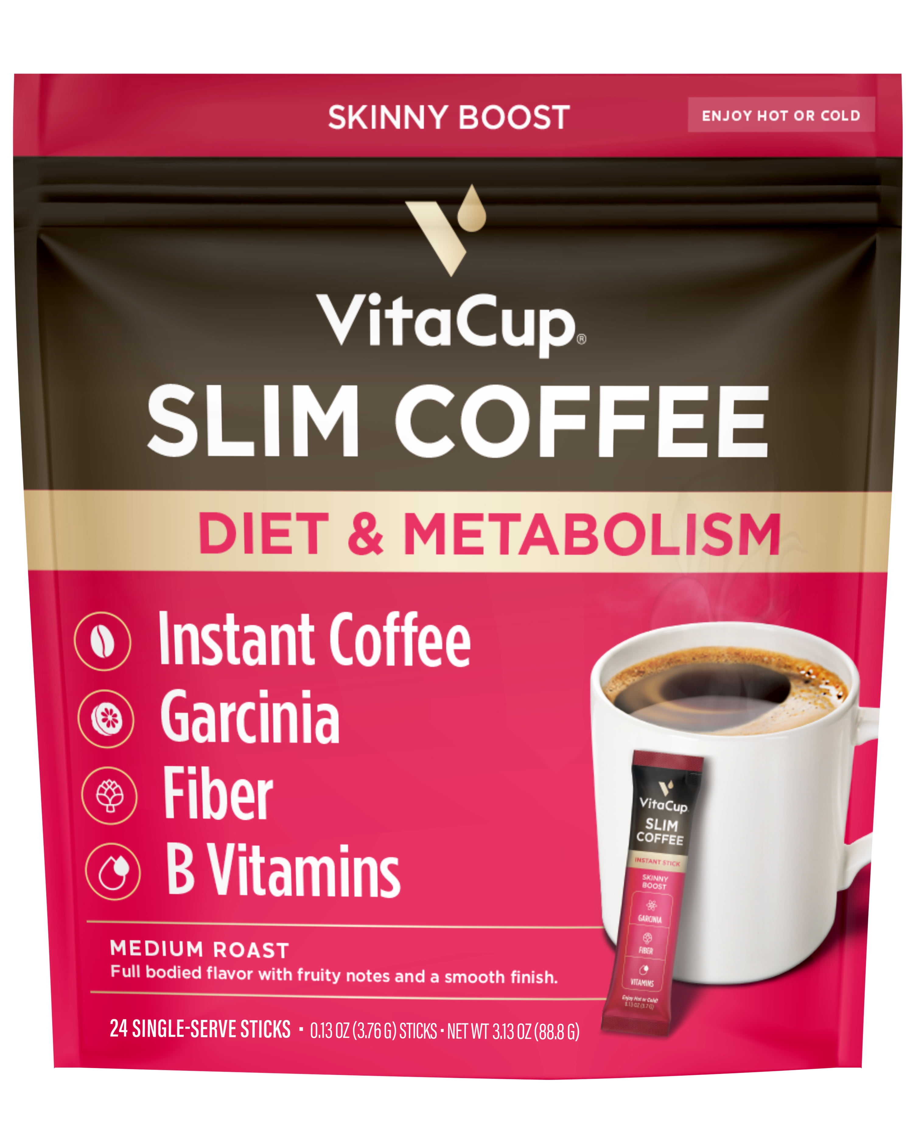 VitaCup Slim Coffee Instant Packets for Skinny Diet & Metabolism, 24 Ct ...