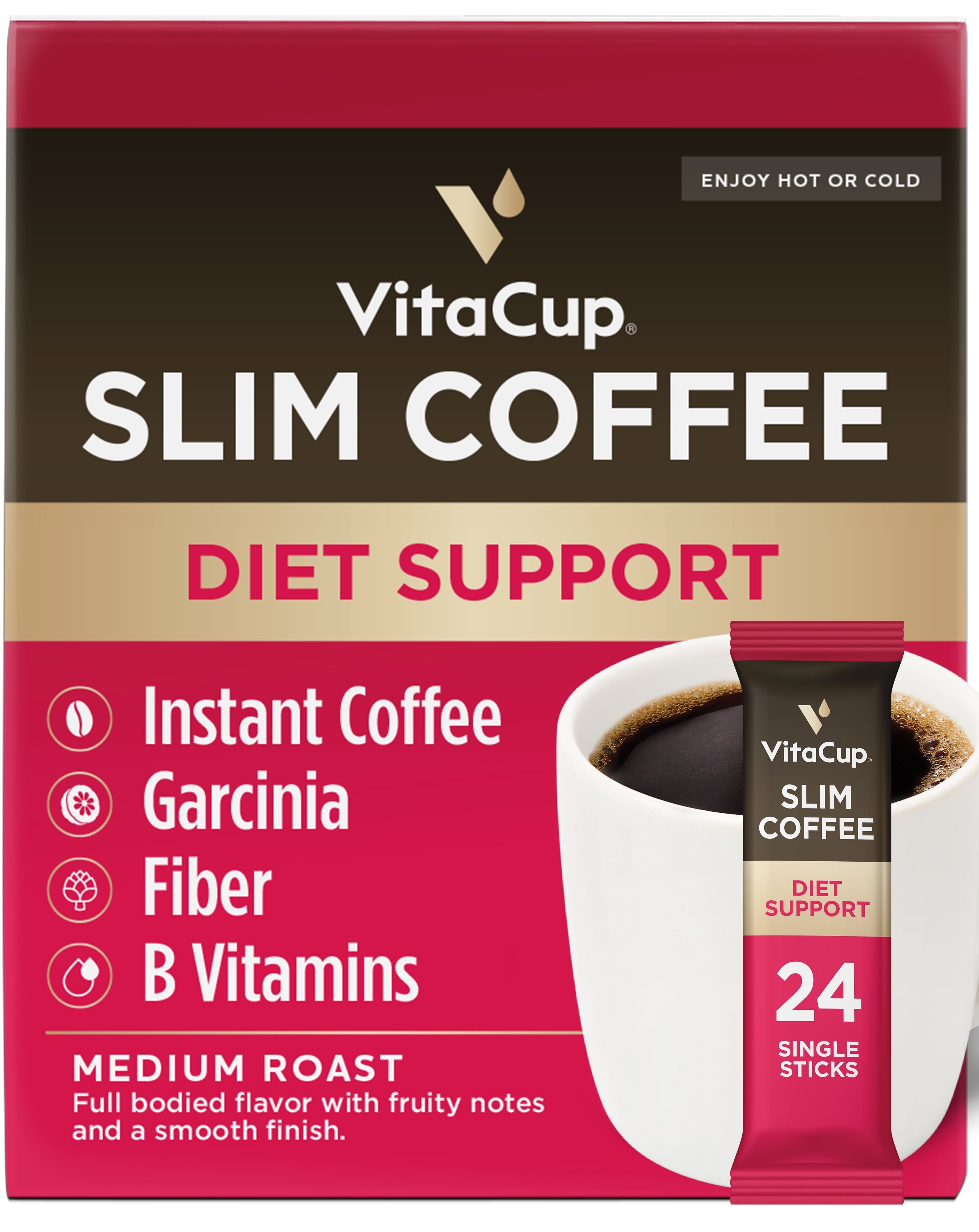 VitaCup Slim Coffee Instant Packets 24 Ct, Arabica Beans, Infused with ...